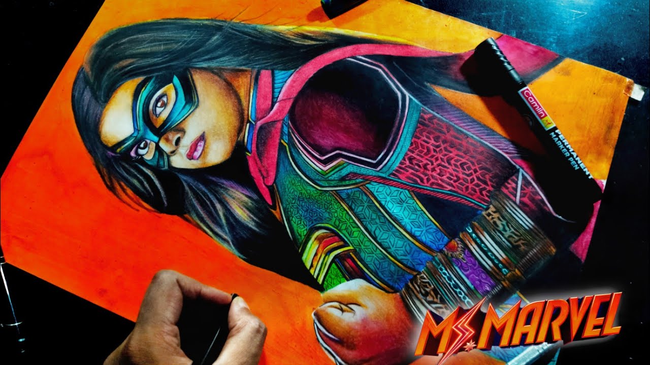 Drawing ms marvel /draw ruhan - YouTube