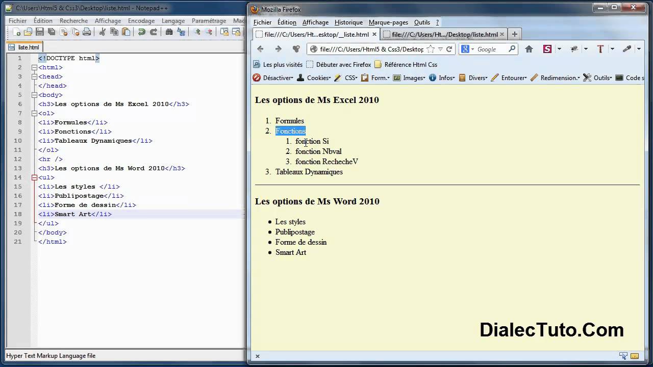 9 Cours Html5 Ol Ul Li Les Listes Youtube