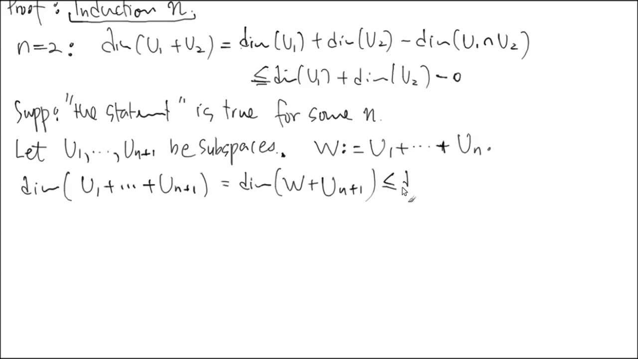Dimension formulas for the Sum of subspaces and Proofs - YouTube