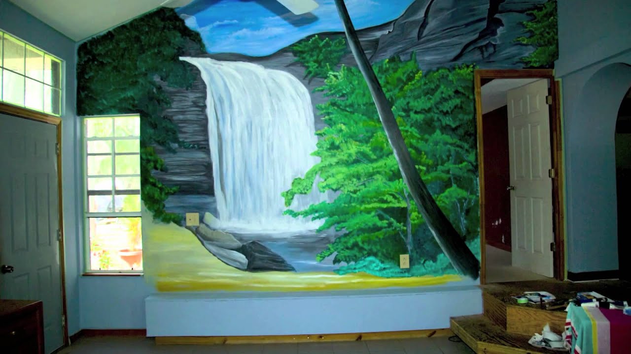 Hand Painted Wall Mural - YouTube