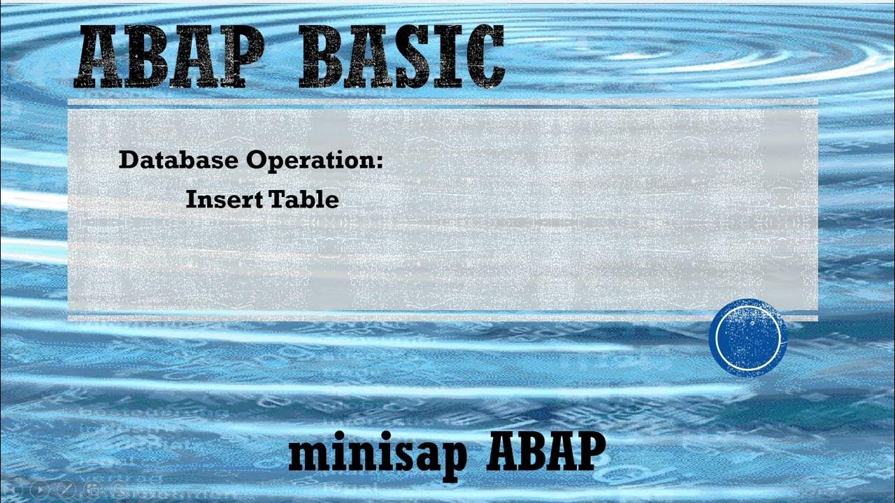 Abap Basic Insert Table Youtube