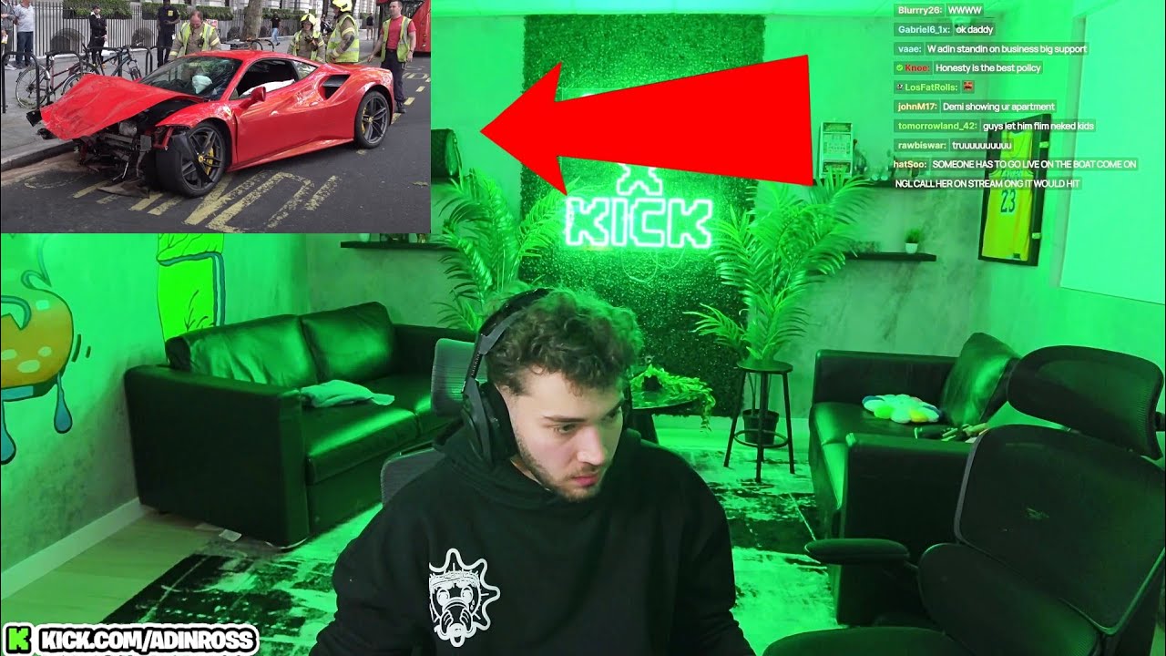 Adin Ross Crashes A Ferrari 488 *$500,000* - YouTube