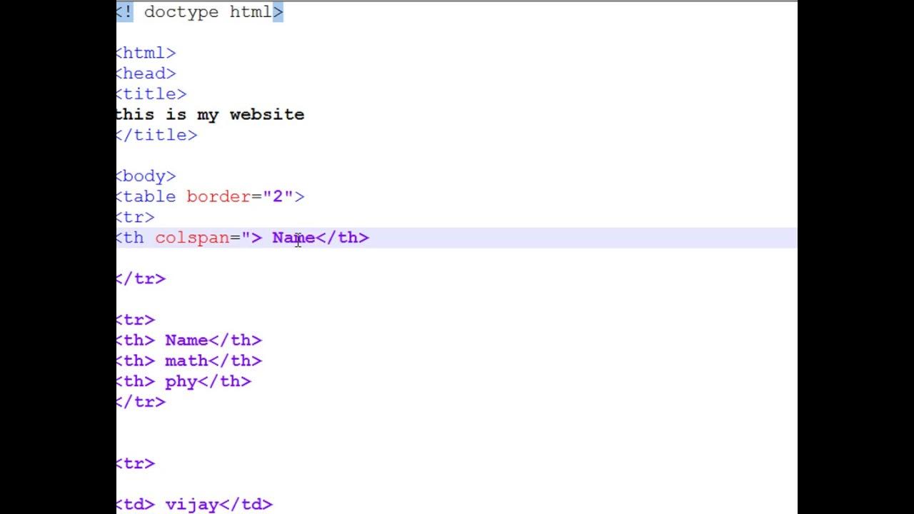 XHTML and CSS Tutorial 13 colspan - YouTube