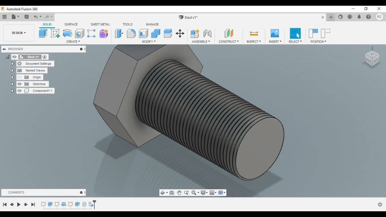 Fusion 360 - Tutorial - Thread - YouTube
