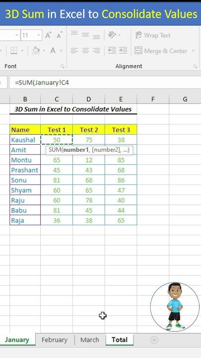 3D Sum in Excel to Consolidate Values #excel #exceltips #exceltutorial #msexcel #microsoftexcel ...