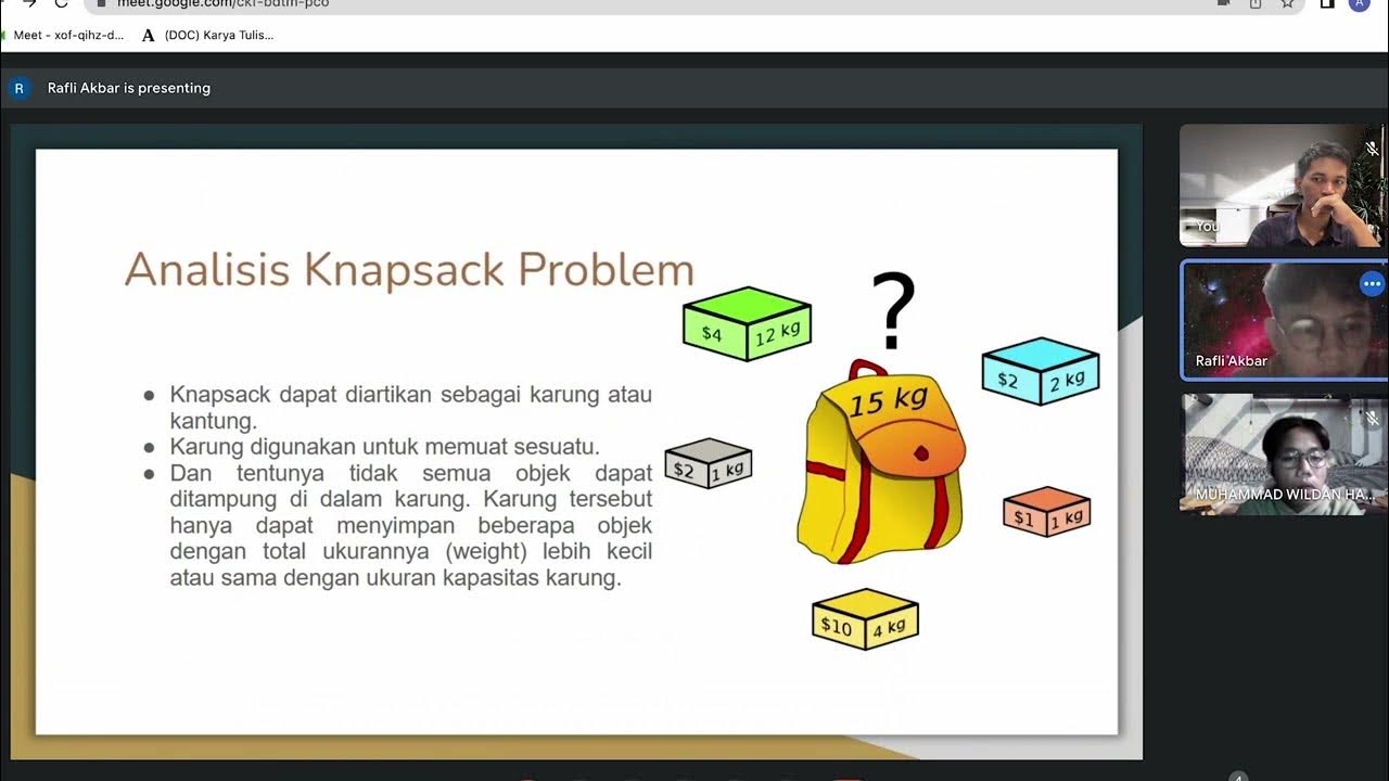 PRESENTASI TUGAS BESAR DAA KNAPSACK PROBLEM - YouTube