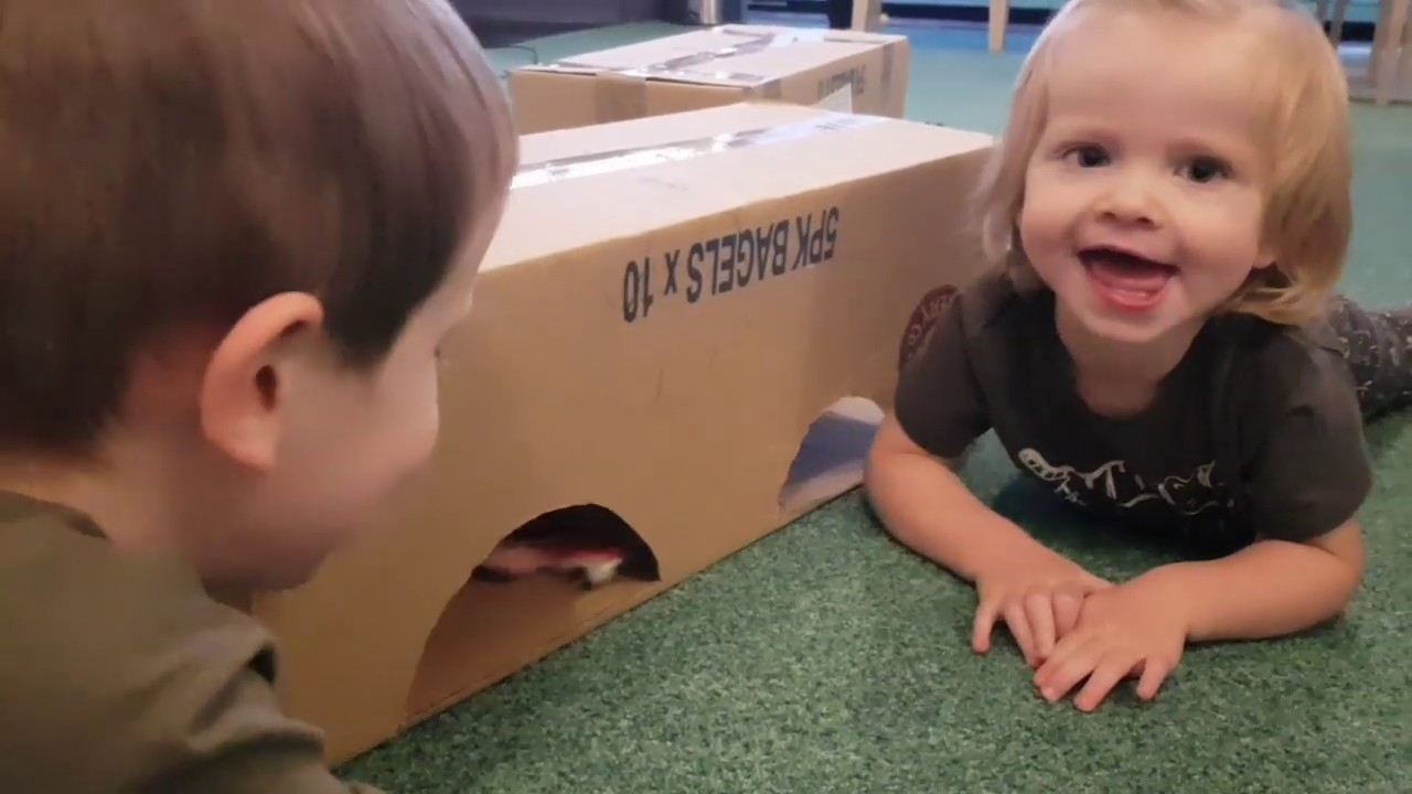 Tunnel - MEGA FUN and SO EASY cardboard tunnel play ideas - YouTube
