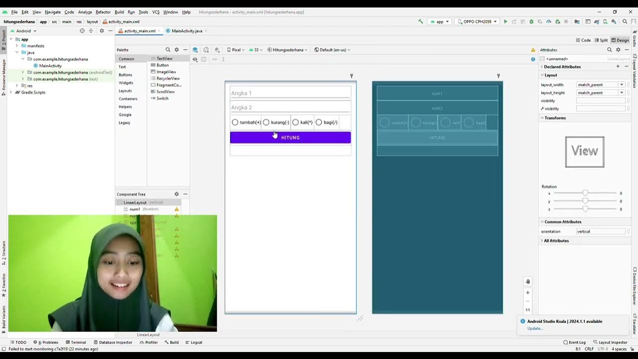 MEMBUAT APLIKASI SEDERHANA PERHITUNGAN ARITMATIKA MENGGUNAKAN ANDROID STUDIO #androidstudio ...