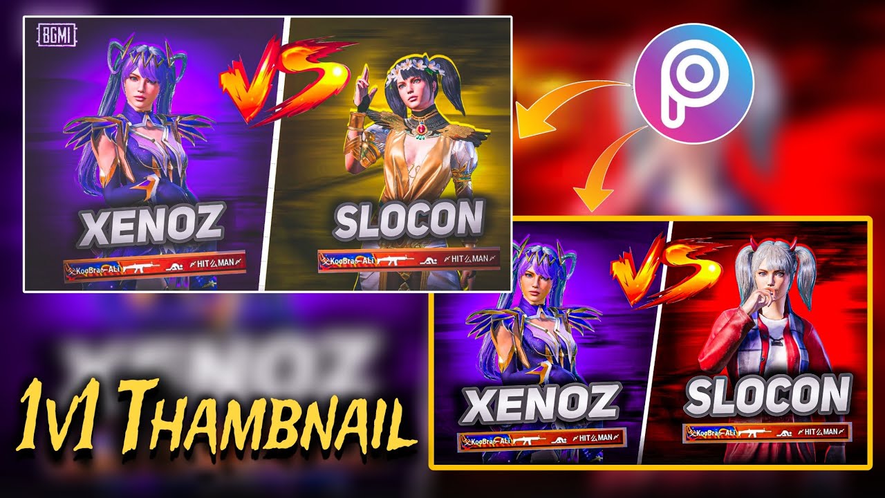 How To Make 1v1 Thumbnail In PicsArt 🔥 / Logo Tutorial / Thumbnail ...