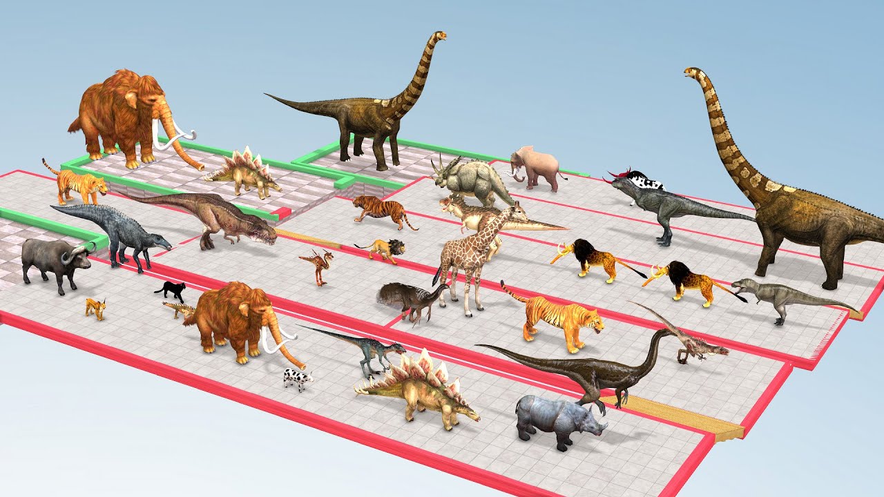 Which Animal vs Dinosaurs Speed Race Run Zigzag Down Course from ...