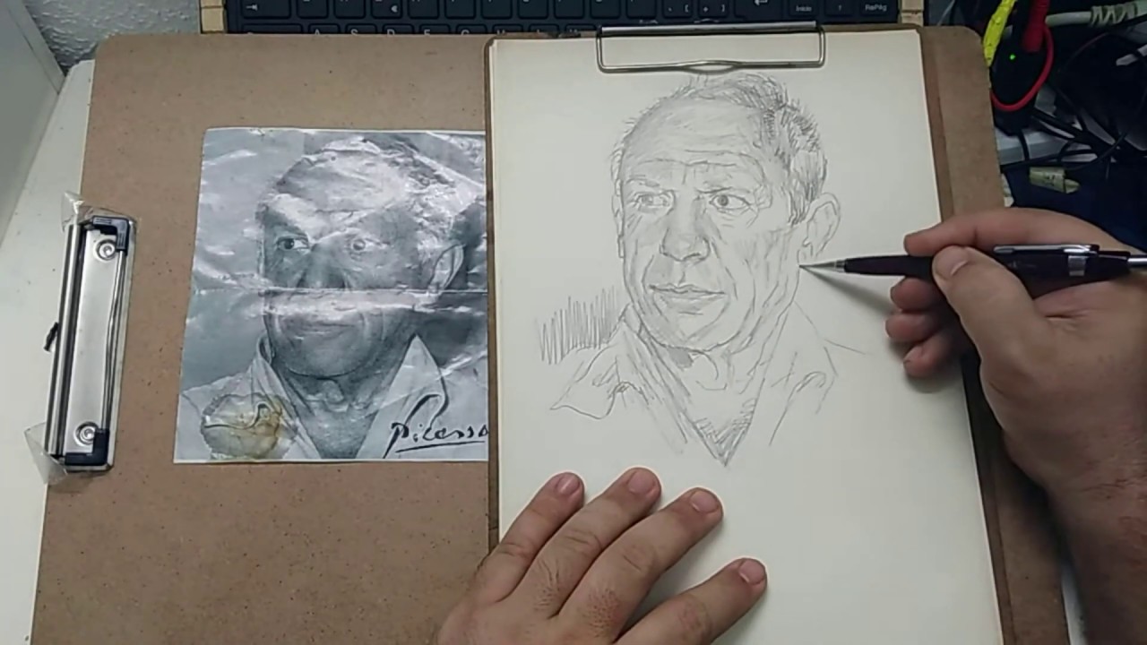 Dibujando a Picasso sin encajar ni abocetar ,con lápiz 09. - YouTube