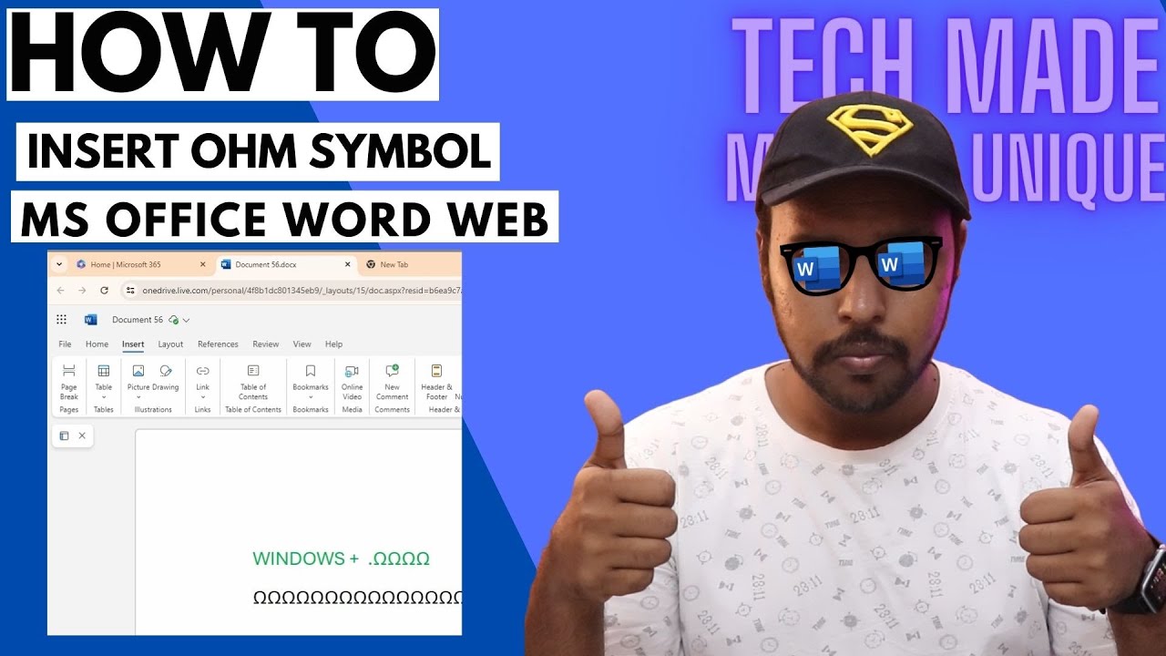 How to insert ohm symbol in ms office word web - YouTube