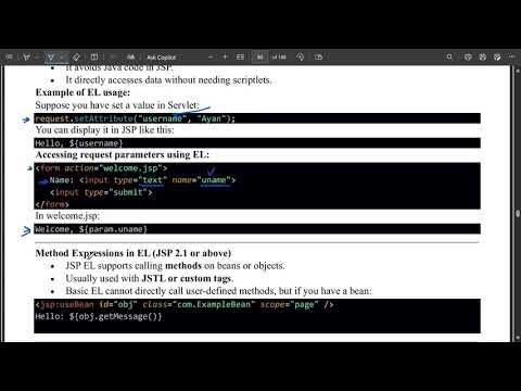 4.5 - Scripting Elements, EL in JSP, Method Expressions in EL, Session, Use of Session in JSP ...