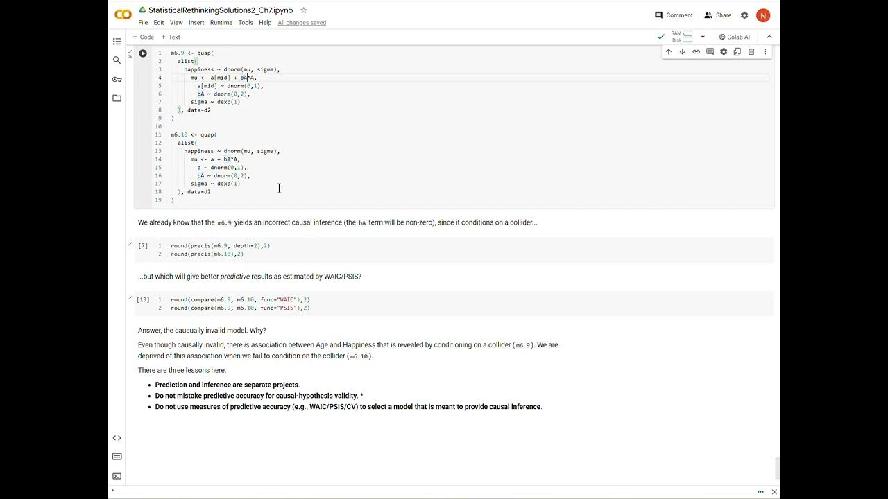 Statistical Rethinking (2nd Ed), Solution to Problem 7H4 | Prediction vs Inference - YouTube