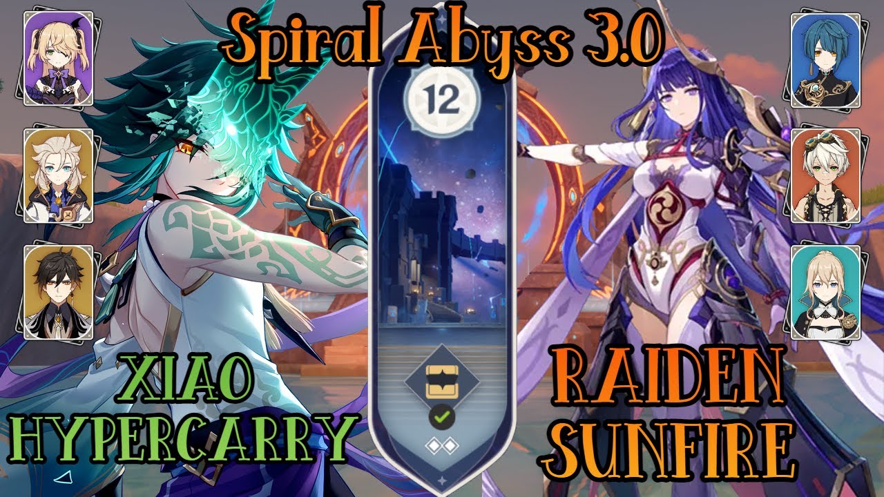 Xiao Hyper Carry & Raiden Sunfire - Spiral Abyss 3.0 - Floor 12 - 9 ...