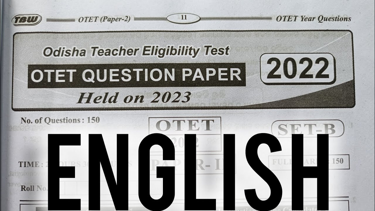 OTET PAPER 2 solved English question 2023 - YouTube