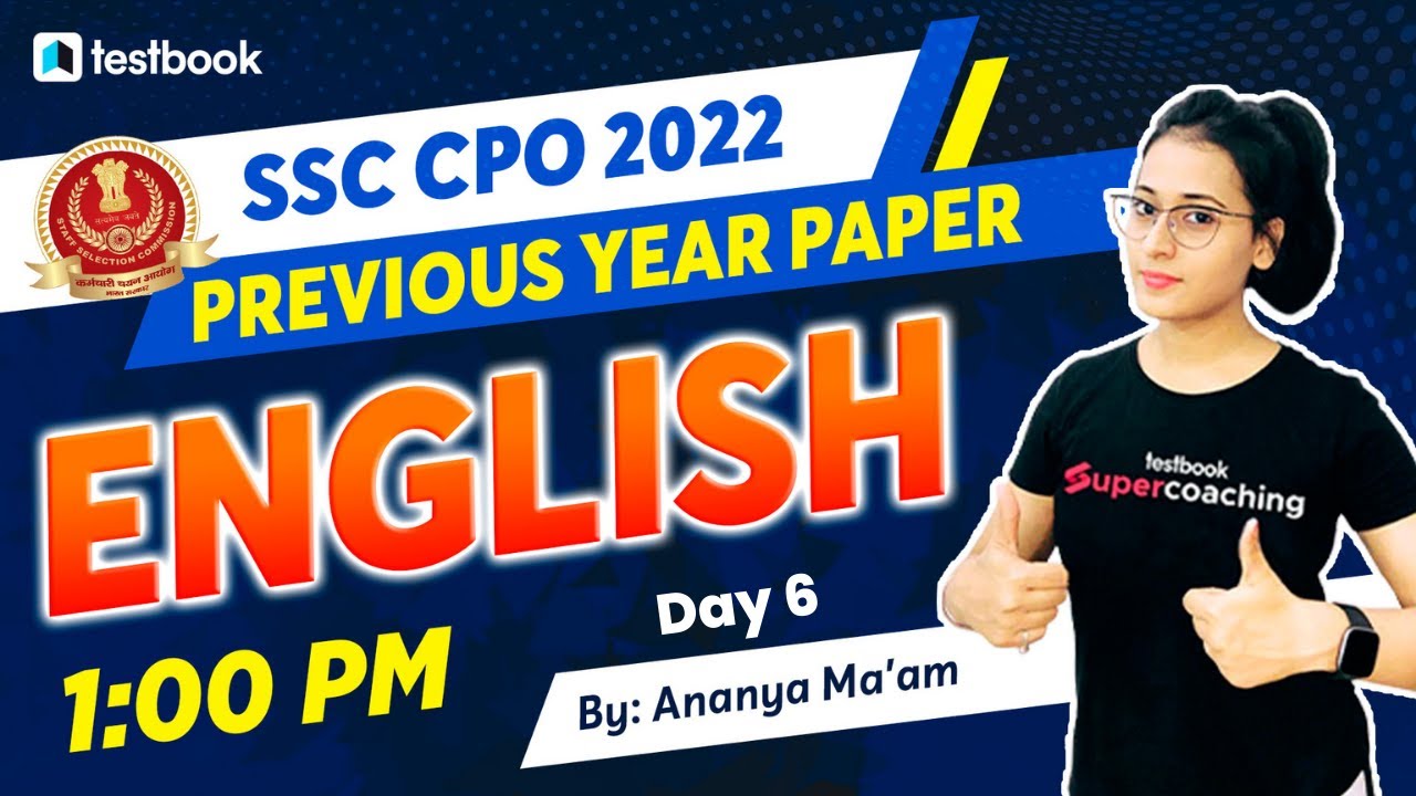 SSC CPO English Classes 2022 | SSC CPO Previous Year Questions Paper ...