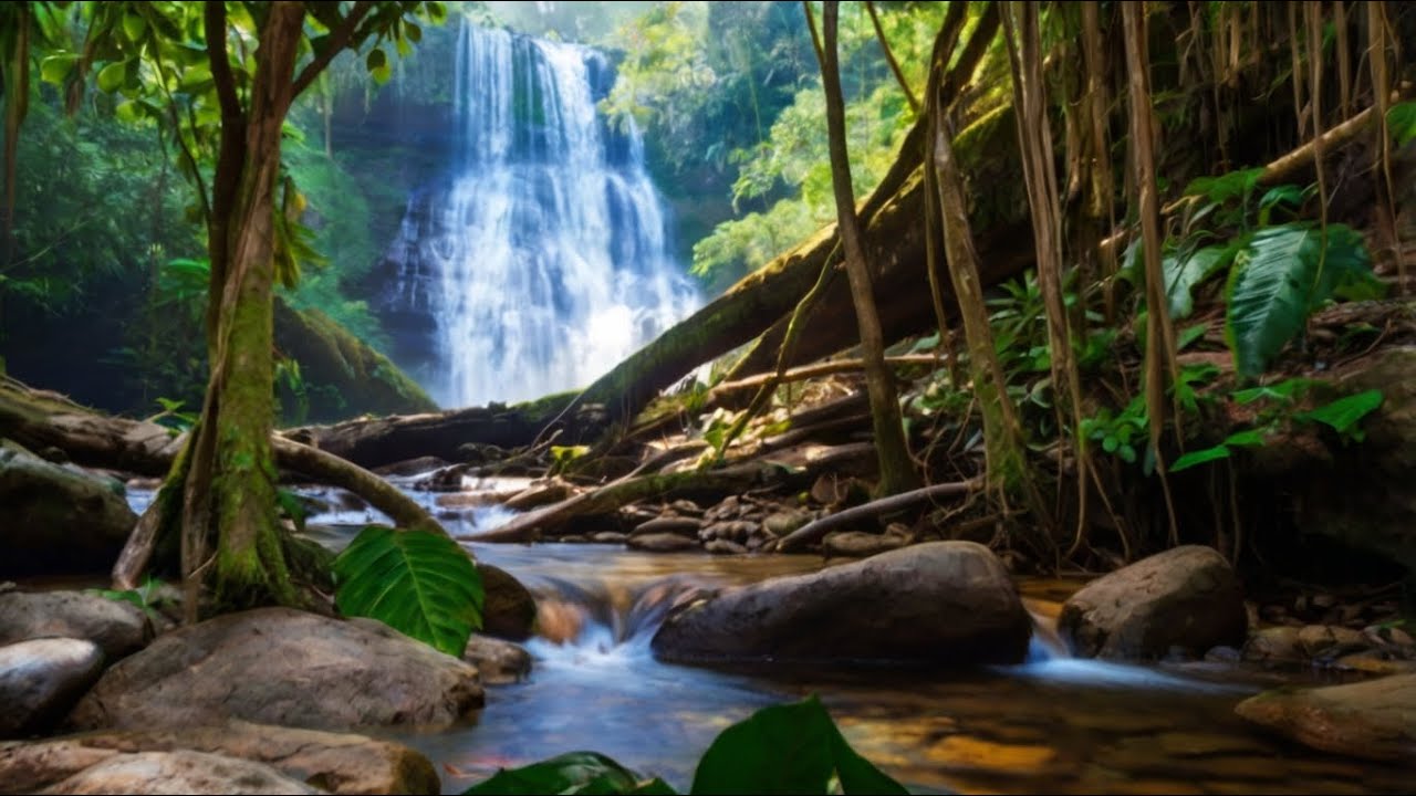 Serene Waterfall Flow in the Forest–Peaceful White Noise for SleepWater ...