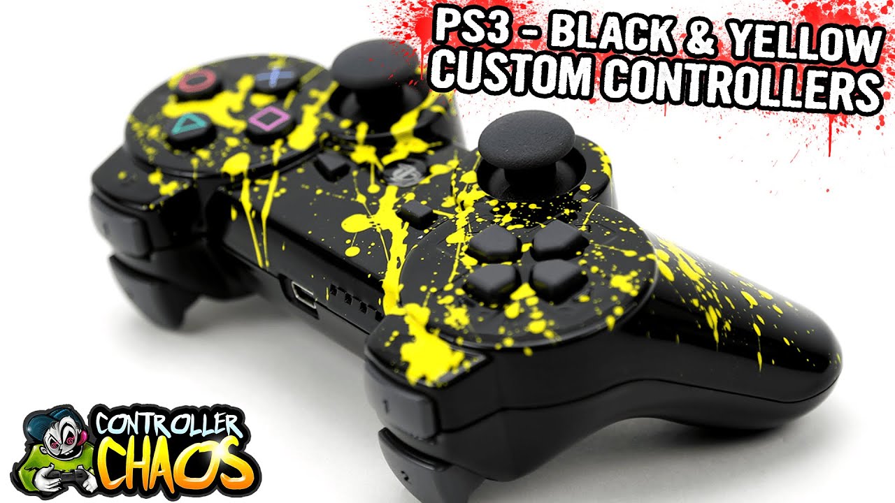 PS3 - Abyss Black w/ Yellow Splatter - Custom Controllers - Controller ...