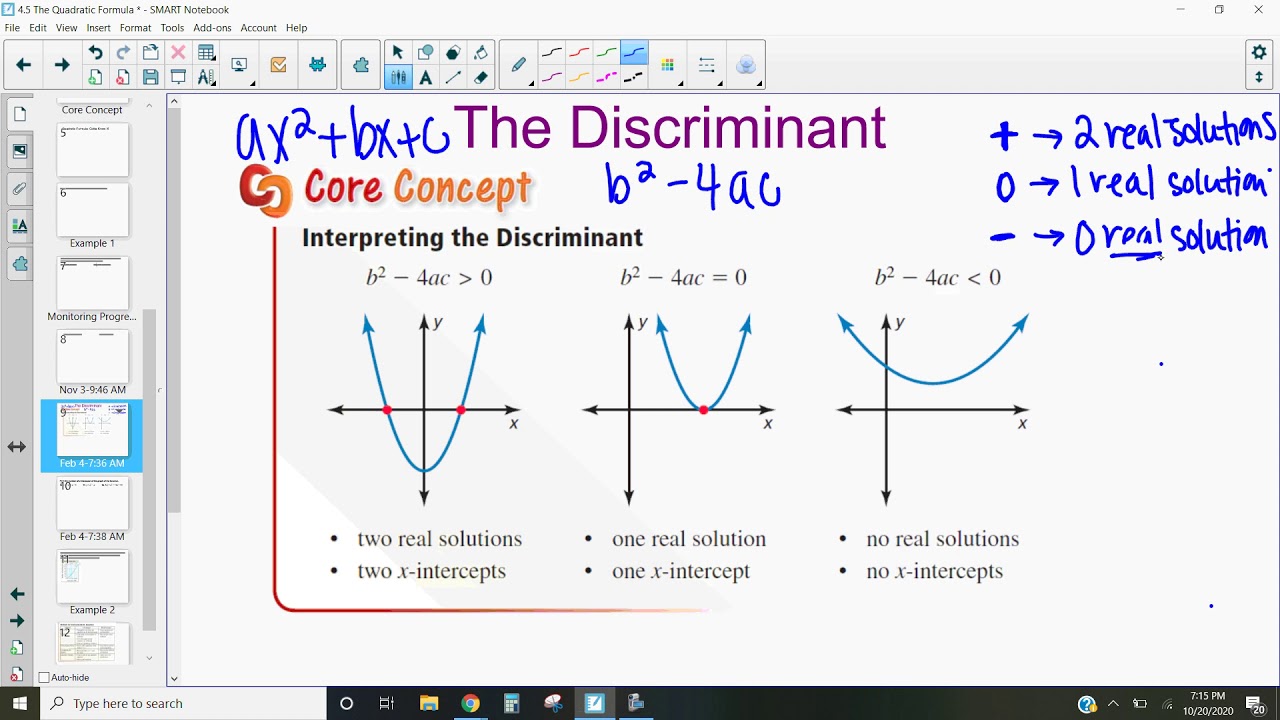 4.5 Use the Discriminant to Find the Number of Solutions of a Quadratic ...