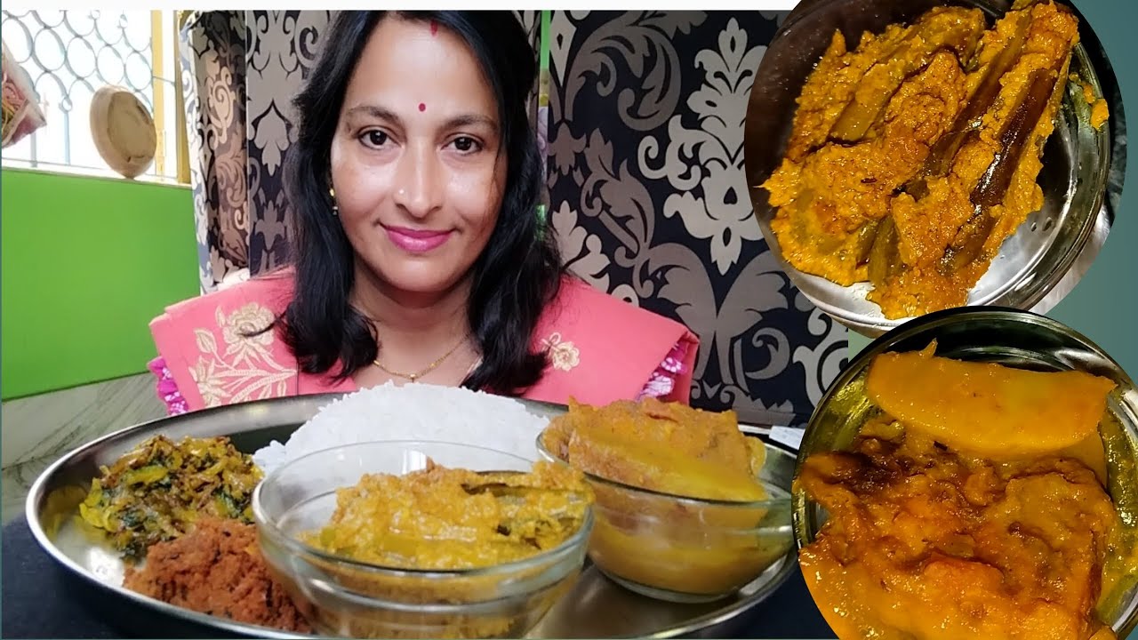 Eating Rice With Spicy 🔥 Katla Machhar Jhol 😋,Doi Patal, Chingri ...