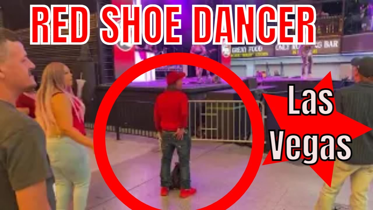RED SHOE Dancing on FREMONT Street - Multiple Moves - YouTube