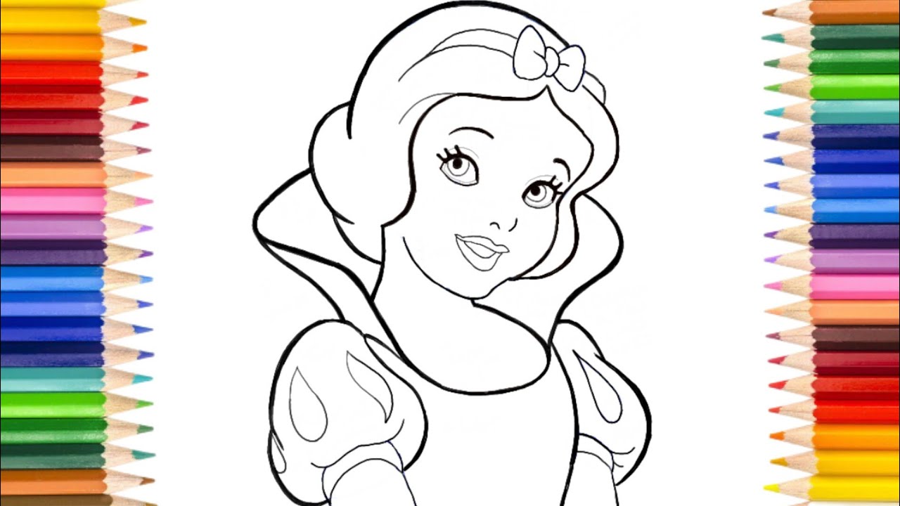 PRINCESS SNOW WHITE DRAWING, COLOURING & PAINTING || PRINCESS SNOW ...
