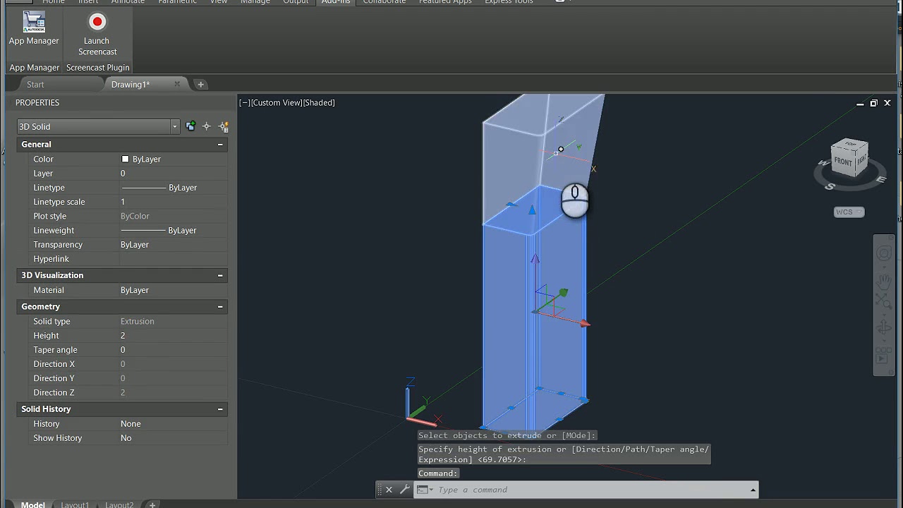 uso de loft extrude union y solid edit autocad - YouTube