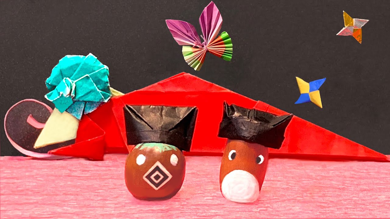 折り紙のコマ撮り/カメレオンとどんぐりの冒険 ｜Origami Stop Motion - YouTube