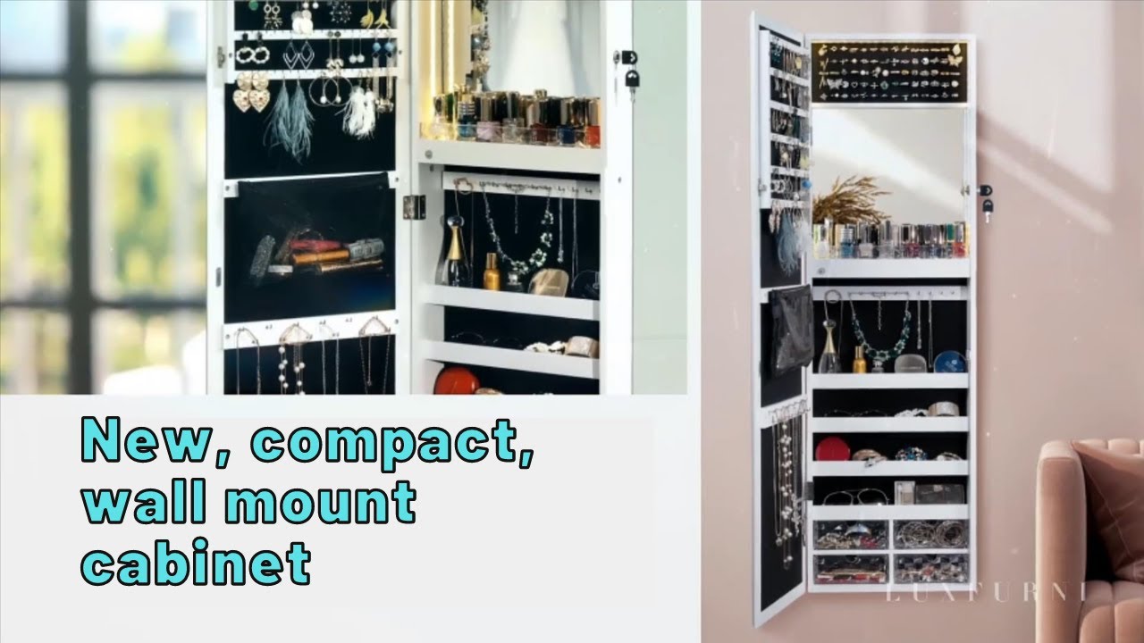 The New, Large LUXFURNI STELLA 8 WALL-MOUNT/ DOOR- HANG JEWELRY CABINET ...