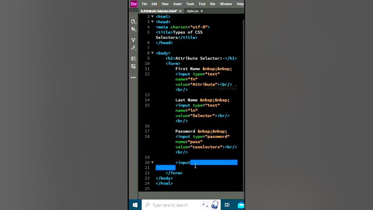 Attribute Selector Types Of Css Selectors Selector Css Cssselectors Webdevelopment