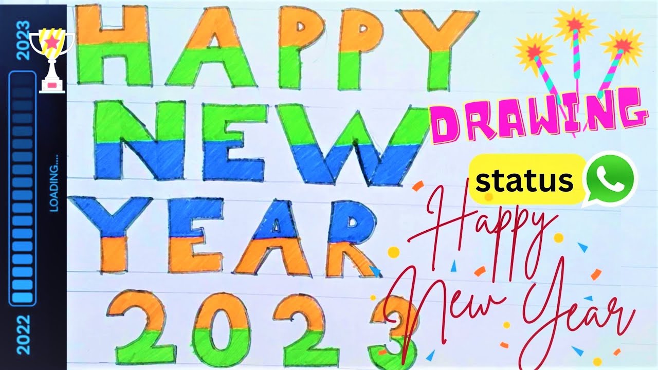 happy new year 2023 drawing - happy new year drawing|| happy new year ...