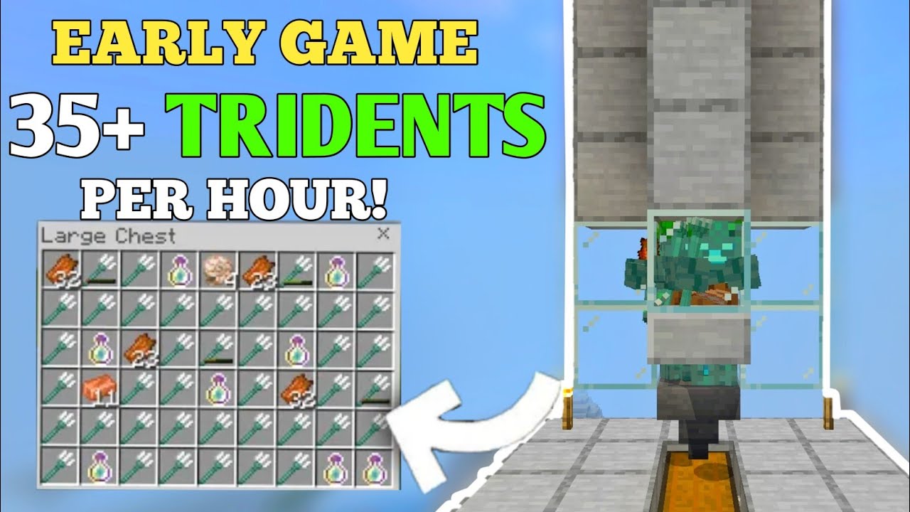 Easy 1.19 Trident XP Farm Tutorial in Minecraft (MCPE / Bedrock / Xbox ...