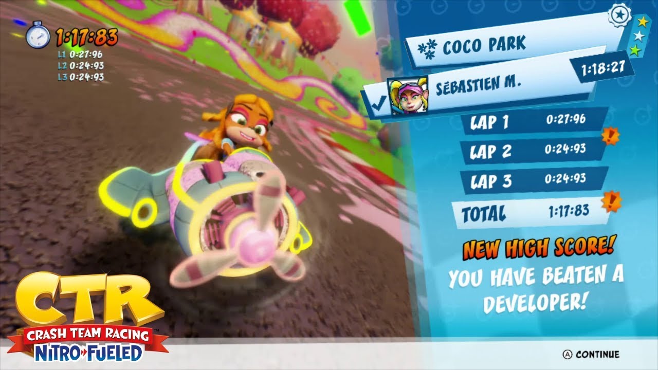 Crash Team Racing Nitro Fueled: Developer Time Trial - Coco Park - YouTube