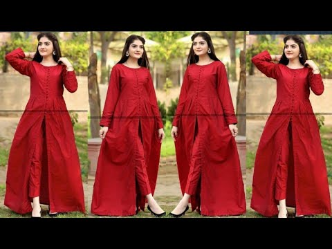 Full length front slit frock style shirt with button loops || Capri ...