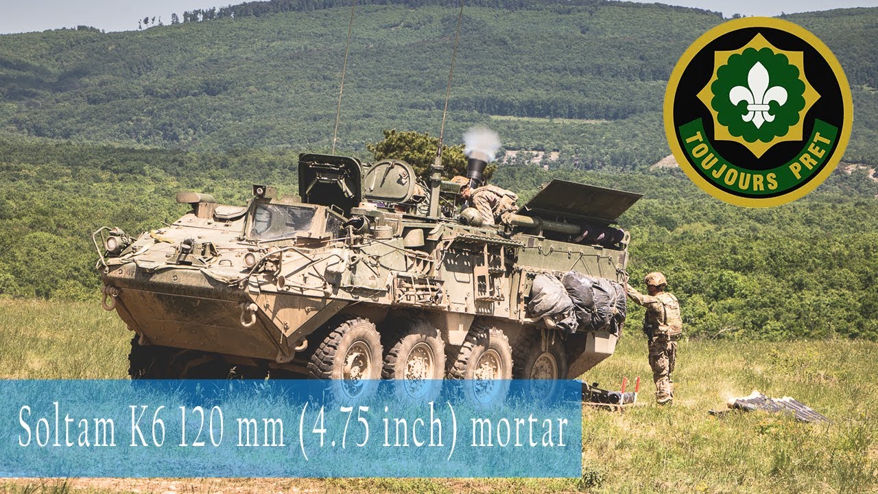 2CAV, 2CR, M1129 Stryker, Soltam K6, 120 mm (4.75 inch) mortar live ...