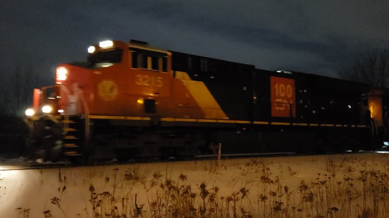 NIGHT TRAINS Winter CN Freight Eastbound With Unit Tank Train at St ...
