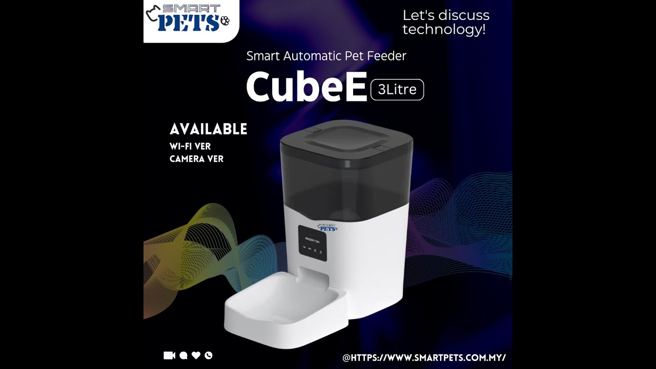 Smart Pets Smart Automatic Pet Feeder CubeE / PawoW 3L (Wi-Fi Ver ...