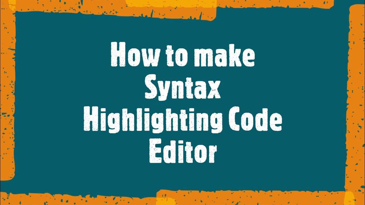VB.Net How To Make Code Syntax Highlighting Editor in Programming Part 1 - YouTube