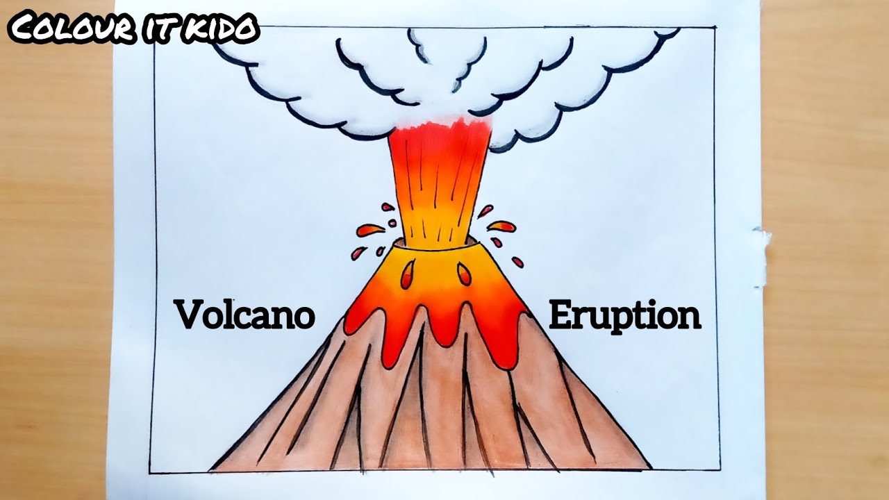 Volcano Eruption Drawing | Volcano Drawing | Volcano diagram | Volcano ...