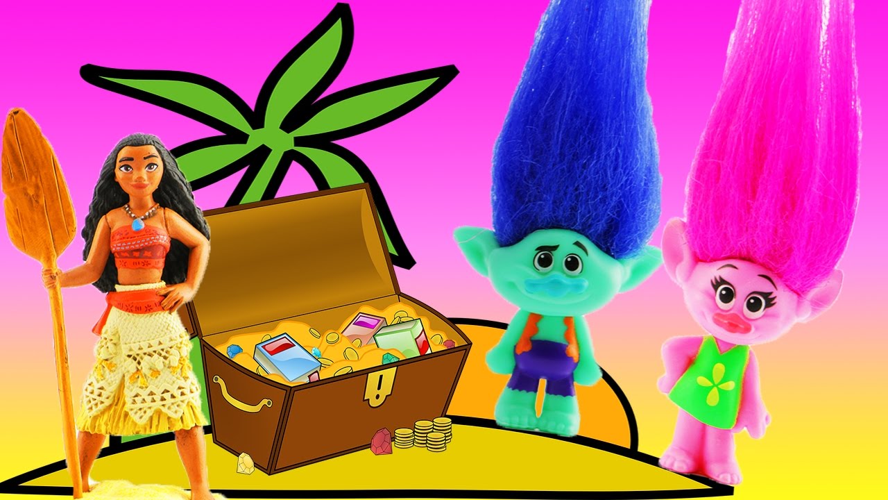 Moana Visits Trolls on their island & Princess Moana & Maui meet Poppy ...