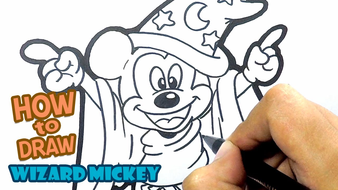 How to Draw Mickey Mouse | Drawing Wizard Mickey - YouTube