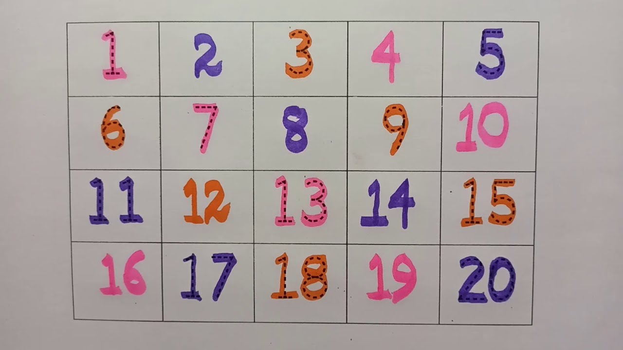 Learn numbers 1 to 20 count and write numbers for kids | 1 to 20 ...