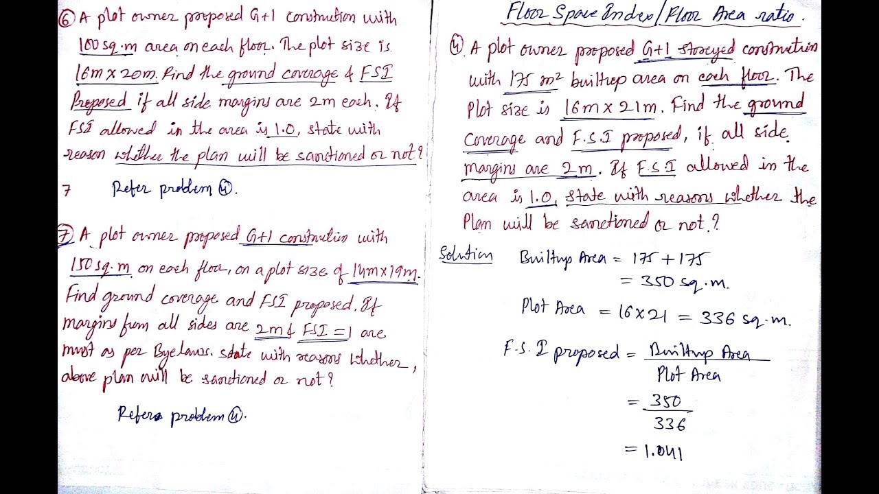 Floor Space Index FSI Floor Area Ratio FAR Problem 6 And 7 floor-space-index-fsi-floor-area-ratio-far-problem-6-and-7