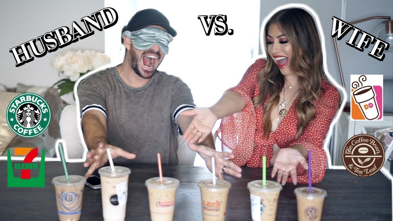 ICED COFFEE CHALLENGE: HUSBAND VS WIFE - YouTube