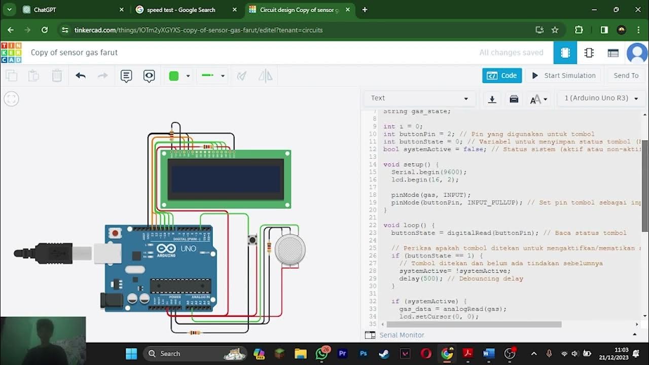 Rangkaian Sensor gas dengan arduino uno - YouTube