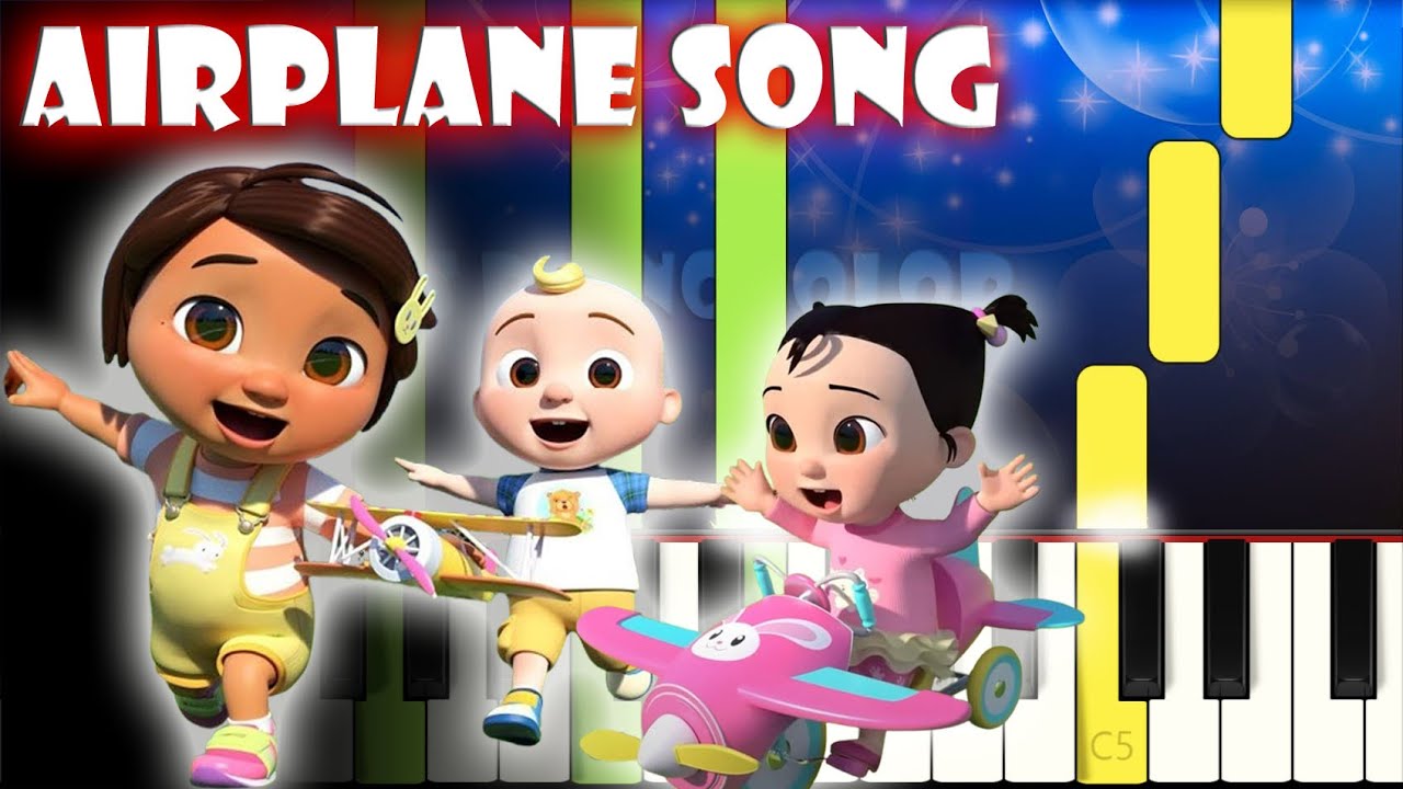 Airplane Song - Cocomelon Nursery Rhymes | Piano Tutorial | Karaoke ...