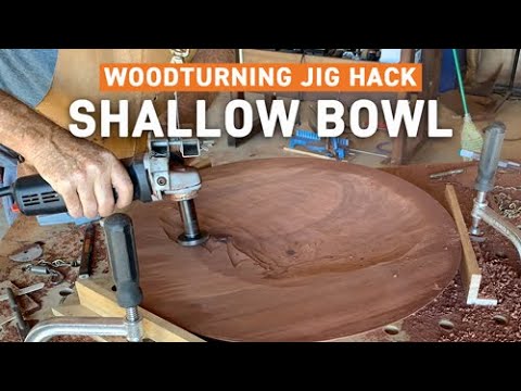 Power Carving a Shallow Bowl | Woodworking Jig Hack | Turning Wood ...