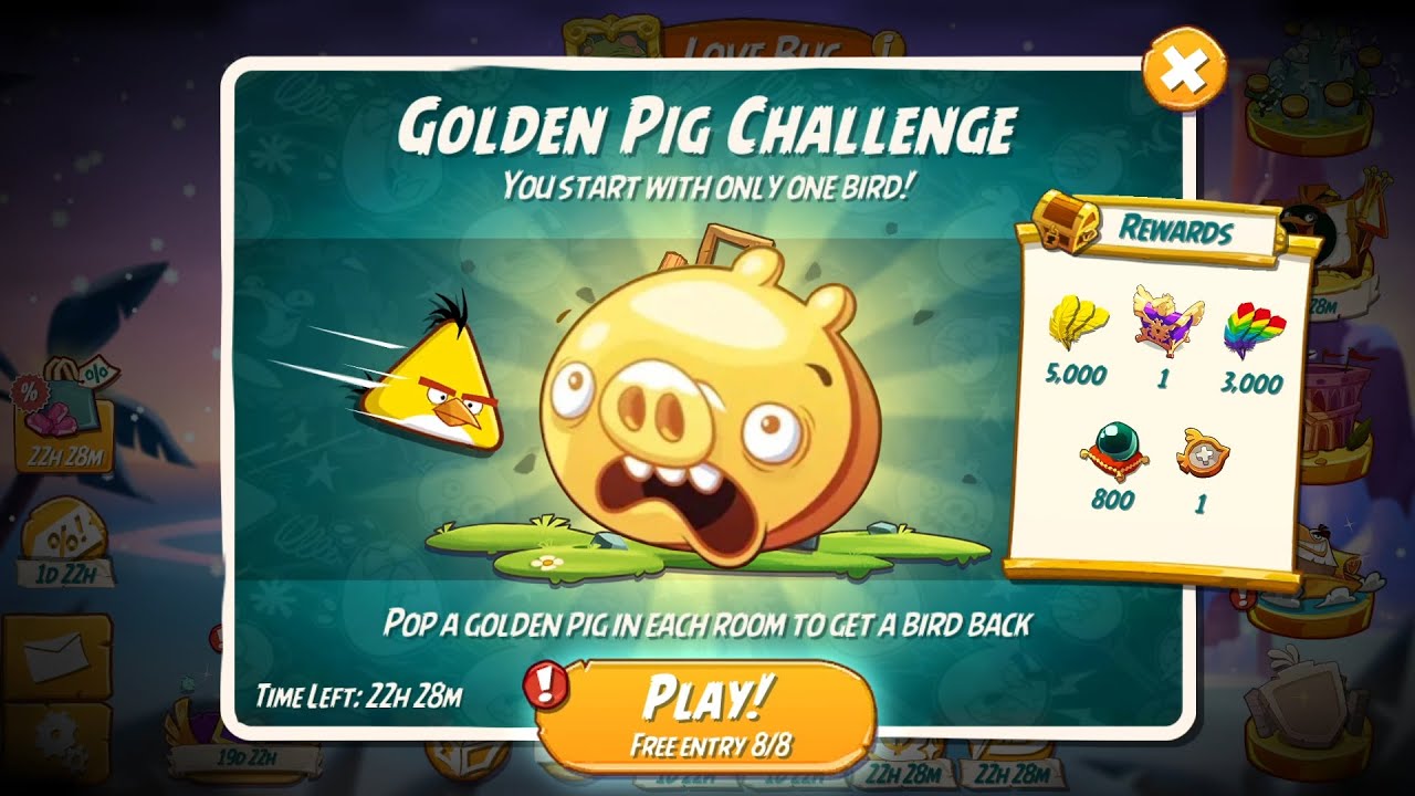 Angry Birds 2 Golden Pig Challenge Jan 24 2026 TODAY! (All Rooms No ...