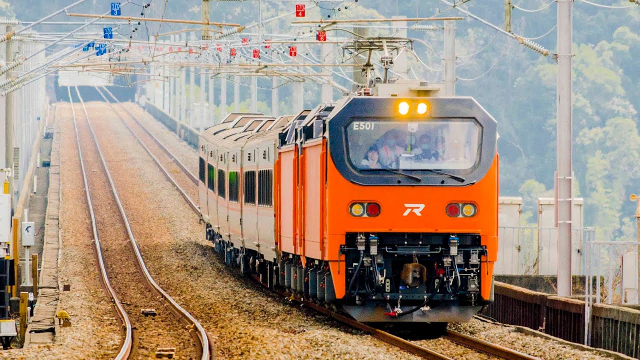 台鐵E500重聯牽引PP自強車廂試運轉8771B次泰安站通過-2024/03/05 - YouTube